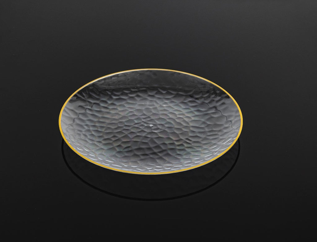 180mm Heavy Duty Clear Dimple Plate with Gold Rim – IFPACK