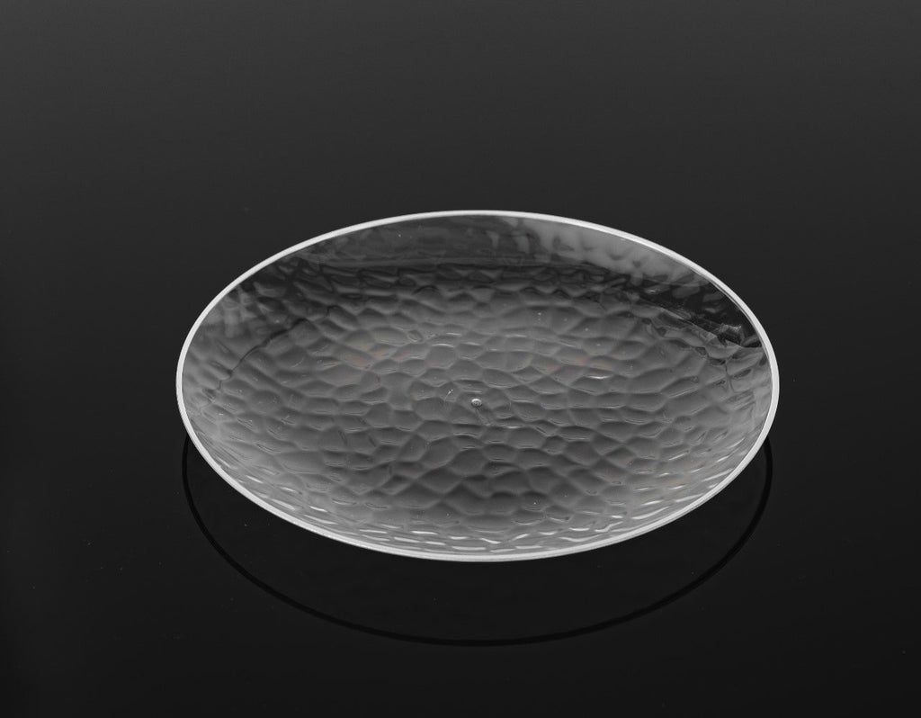 180mm Heavy Duty Clear Dimple Plate with Silver Rim – IFPACK