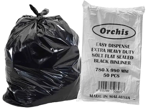 80L Heavy Duty Garbage Bags – Black, 200pcs – IFPACK
