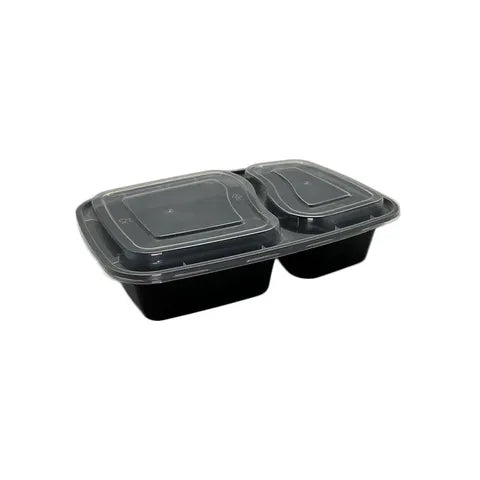 2 Compartment Black Containers With Lids– 150pcs – IFPACK