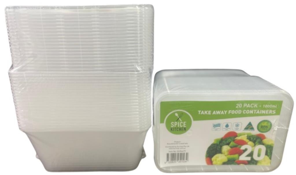 20‑Pack 1000 ml Takeaway Containers | Australian Made & Airtight – IFPACK