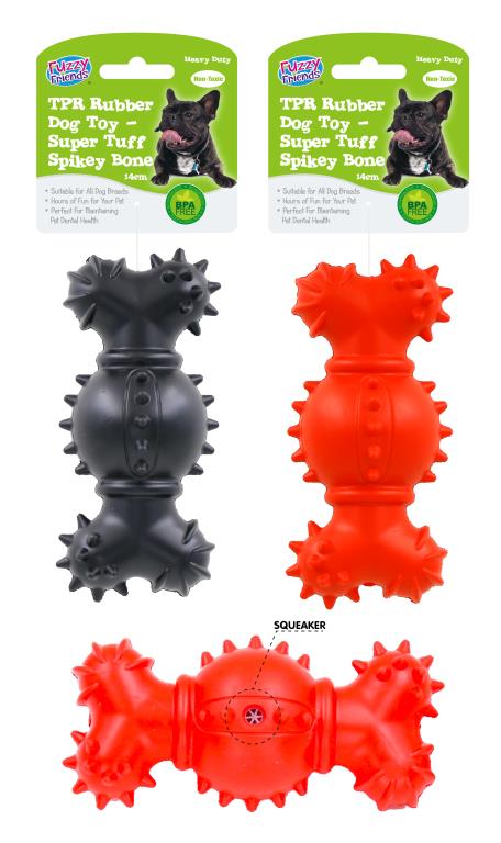 Super‑Tuff Spikey Bone – Heavy‑Duty TPR Chew Toy 14 cm – IFPACK