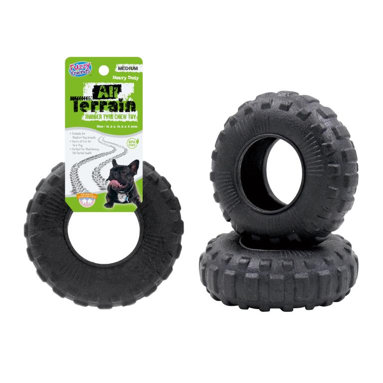 All Terrain Heavy-Duty Rubber Dog Tyre Toy – 15 cm Medium – IFPACK