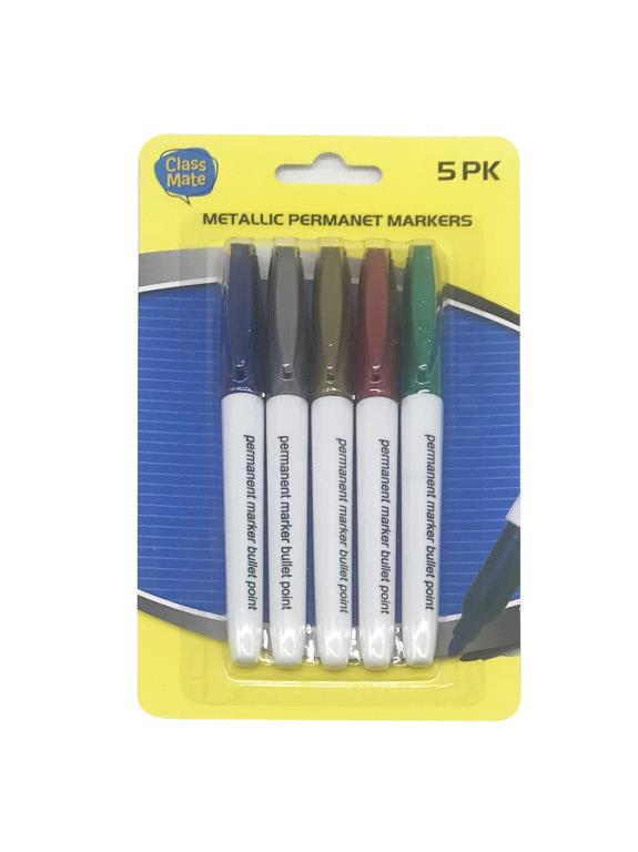 5PK Assorted Metallic Markers – Shimmer Pens for Craft & Labels – IFPACK
