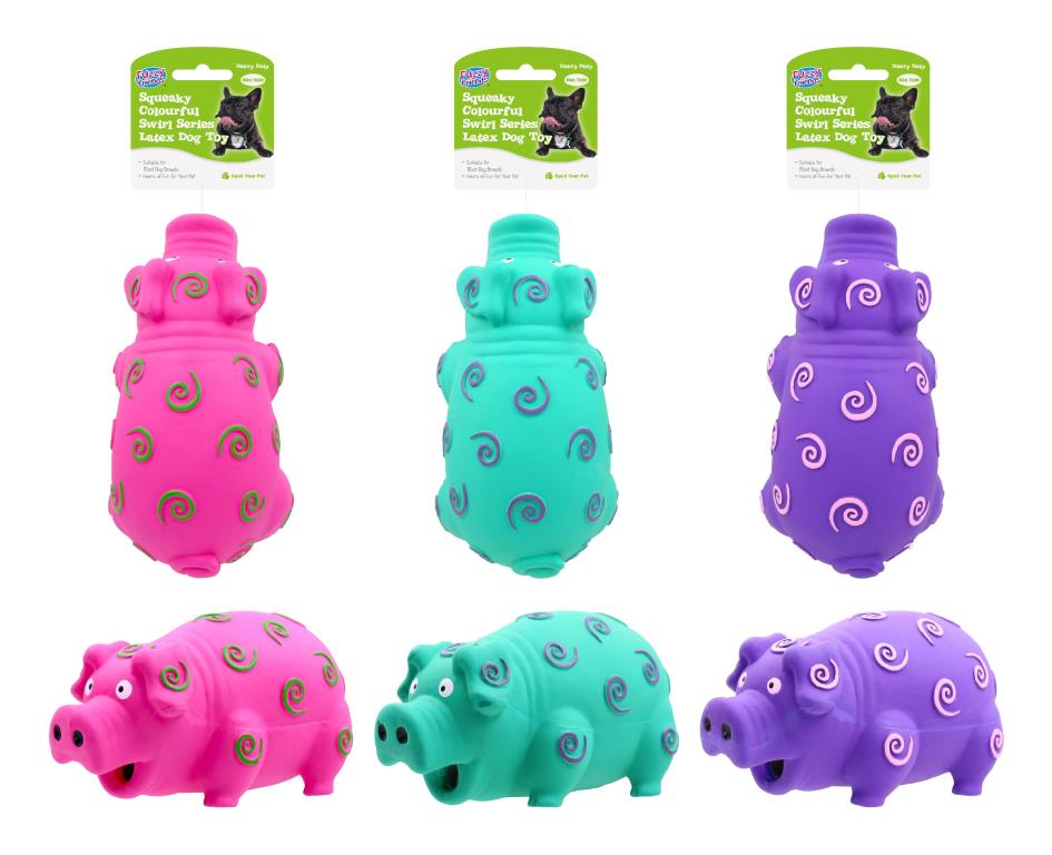 Colourful Swirl Pig Latex Toy – 21 cm Squeaky Fun – IFPACK