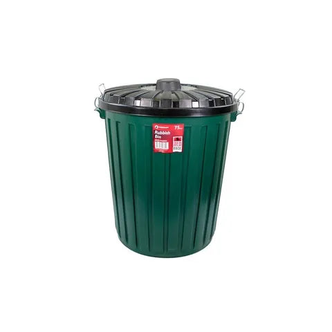 75 L Green Rubbish Bin with Lid | Heavy-Duty – IFPACK